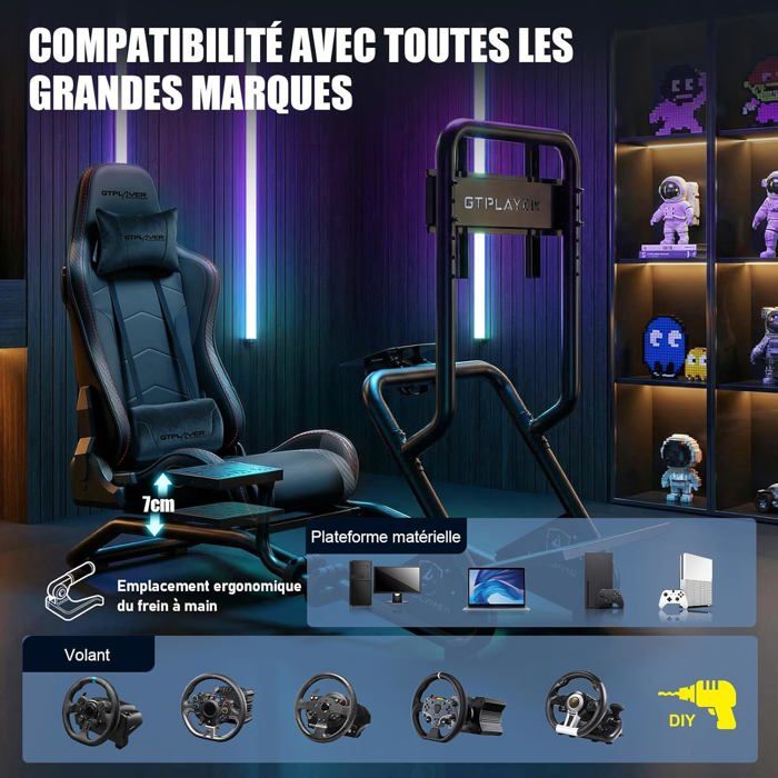 Simulateur de Conduite avec Siège, Haut-parleurs 3D, Support Ecran ...