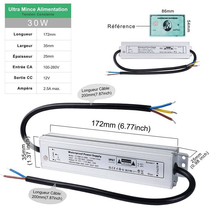 12V Alimentation Led 30W Transformateur 2,5A, 230V Ac À Dc Alimenter ...