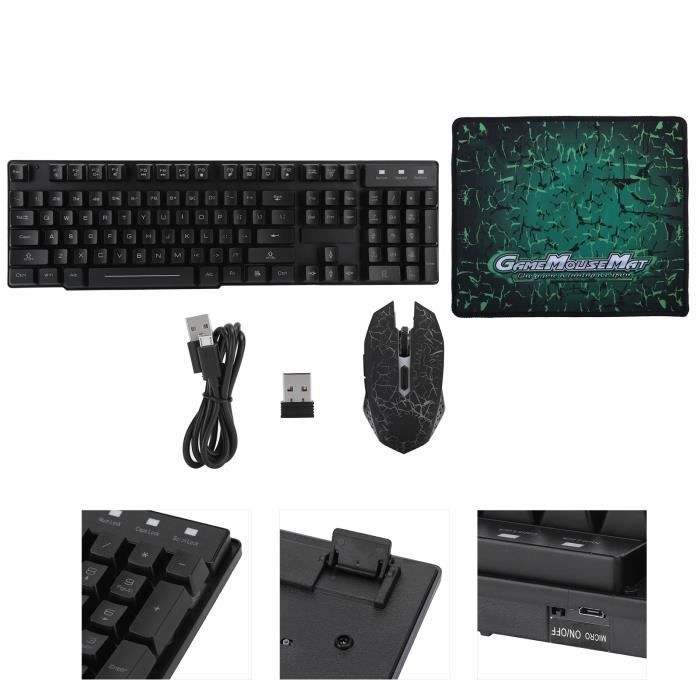 Kit clavier et souris sans fil, conception avant étanche, avec DPI ...