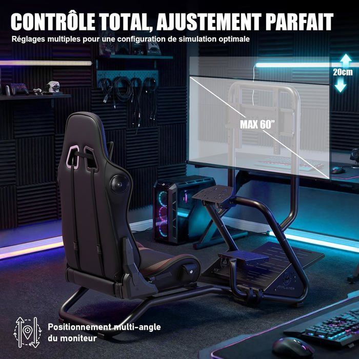 Simulateur de Conduite avec Siège, Haut-parleurs 3D, Support Ecran ...