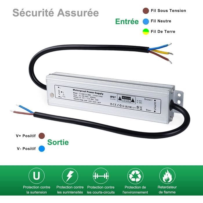 12V Alimentation Led 30W Transformateur 2,5A, 230V Ac À Dc Alimenter ...