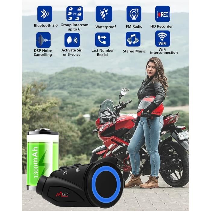 Interphone Bluetooth Pour Moto Avec Caméra M3,Casque De Moto,Kit De ...