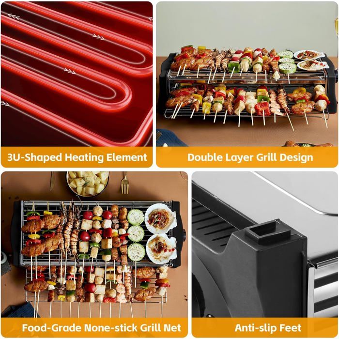HengBO Barbecue Electrique de Table, BBQ Electrique Sans Fumée avec ...