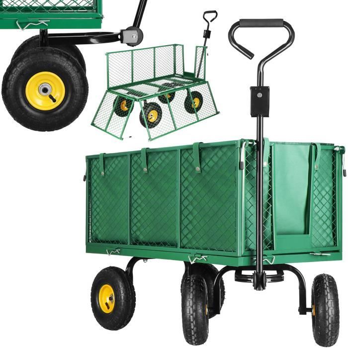 Chariot de Transport Pliable 4 Roues + bâche Amovible Max. 400kg ...