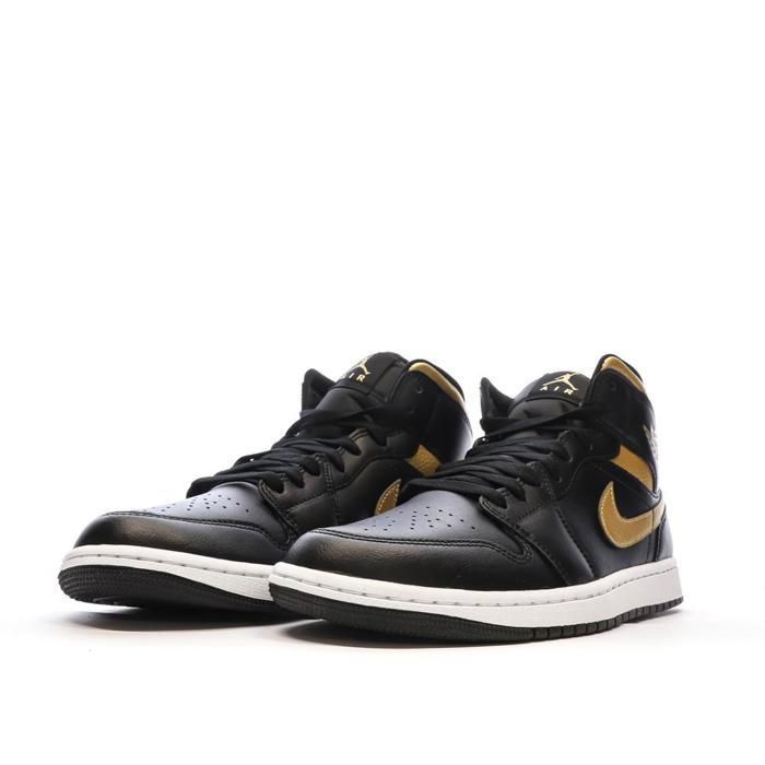 Air Jordan 1 Mid Baskets Noir/Doré Homme Nike Noir - Cdiscount Chaussures