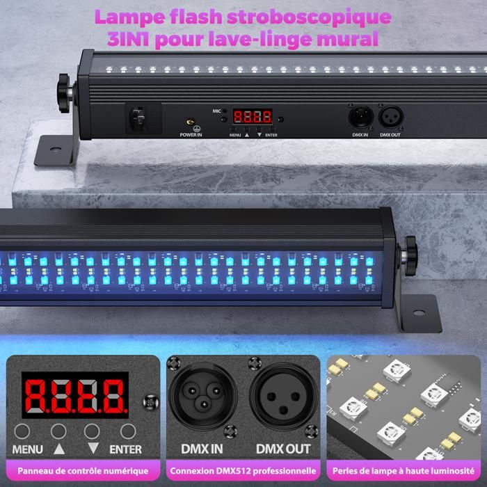 UKING - Lampe de scène - 336PCS 5050 SMD RGB LEDs Wall Wash Light Bar ...