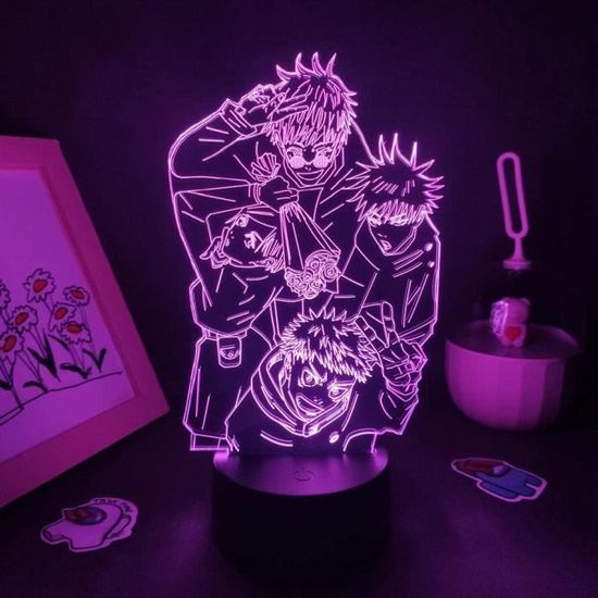 Kaisen Yuji Itadori Gojo Satoru Team Anime Figurines 3D Led Lampes Rvb ...