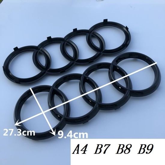 273*94mm Insigne Marque Auto Emblème Audi Logo Coffre Capot Front A4 B7/B8/B9(Noir brillant ...