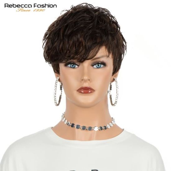 F2-33 - Perruques Courtes Ondulées, Cheveux Humains Brésiliens Remy ...