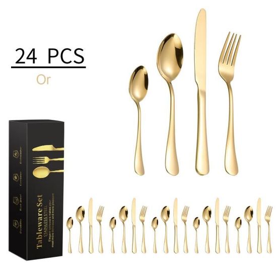 Ménagère de 24 Pièces, Couverts de Table, Acier inox, les couvert ...