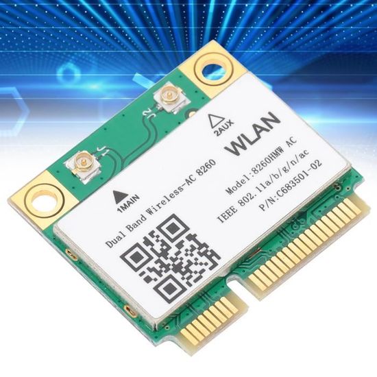 Carte réseau double bande Carte réseau fil Gigabit DualBand 2.4G-5G Bluetooth4.1 Mini PCIE 802 ...