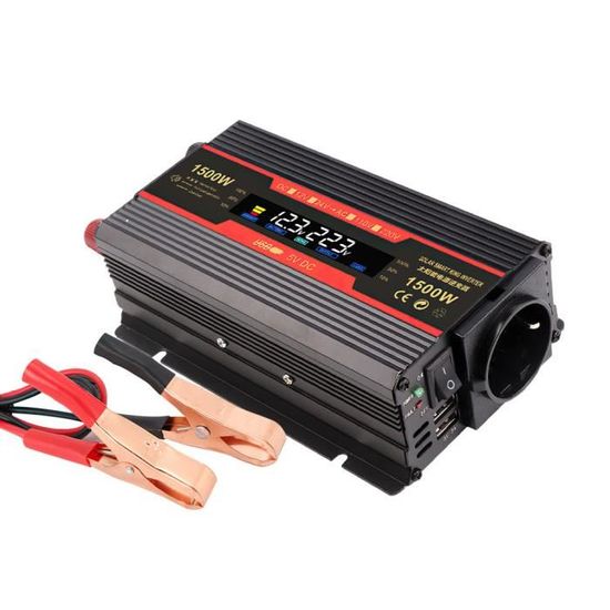 Convertisseur 12v 220v 1500W Transformateur de Courant Onduleur Voiture onduleur avec 2 Ports ...