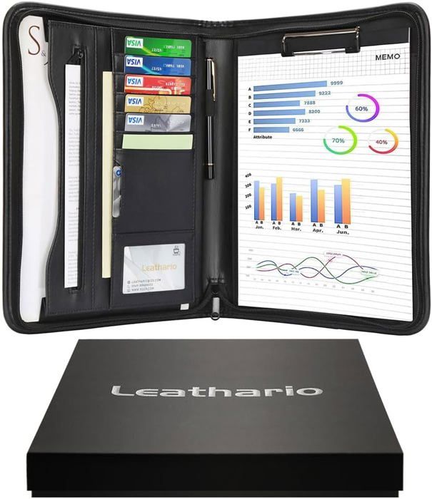 Porte Document Avec Boîte Cadeau, Portfolio A4 En Cuir Pu, Organiseur ...