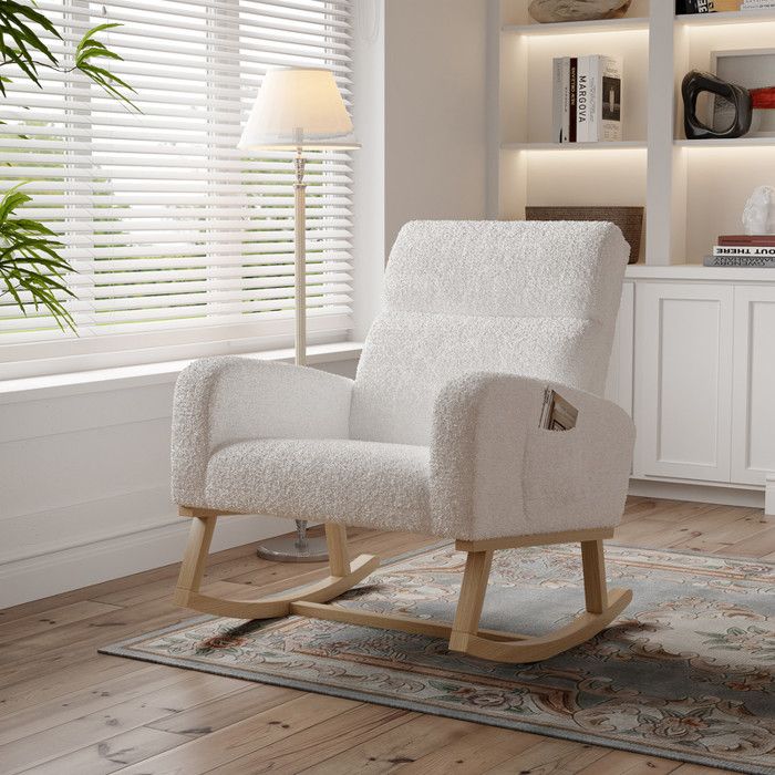 Fauteuil à Bascule, Rocking Chair avec poches latérales, Chaise à ...