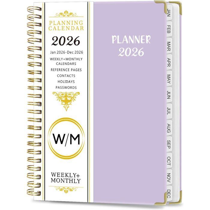 Agenda 2026 - A5(16 x 22 cm) - Mensuel & Semainier Planning - Janvier ...