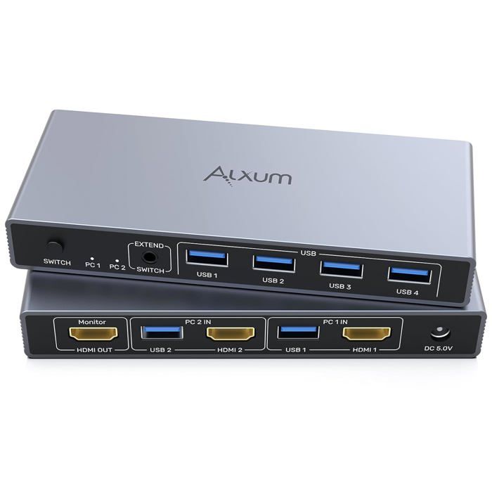 Commutateur KVM USB HDMI 2 PC 1 moniteur, deux ordinateurs pour ...