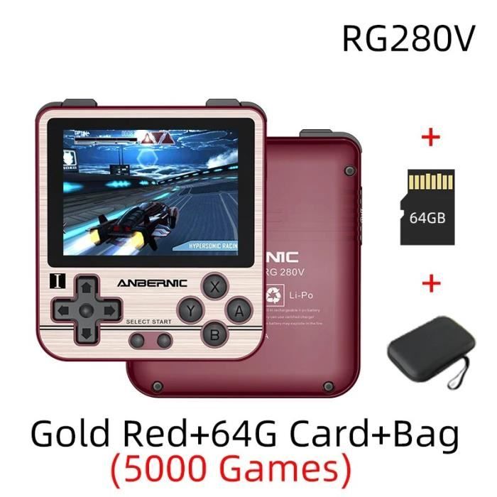 RG280V GO 80G SAG - Console de jeu Portable RG351V, 2500 jeux classiques, écran IPS, carte 64 go ...