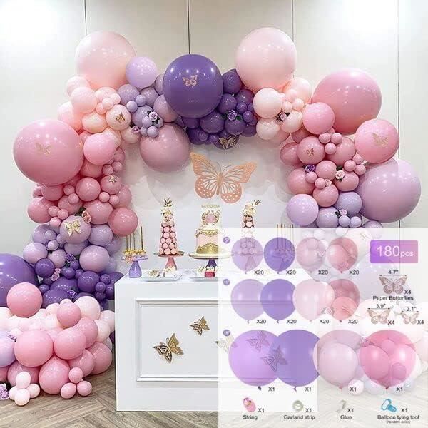 Ballons Papillon Violet Guirlande Arche Kit Latex Ballon Décor De Fête ...