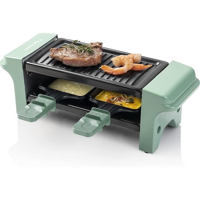 TJS-Appareil a raclette Mini Grill pour 1 à 2 personnes avec 2 poêlons ...