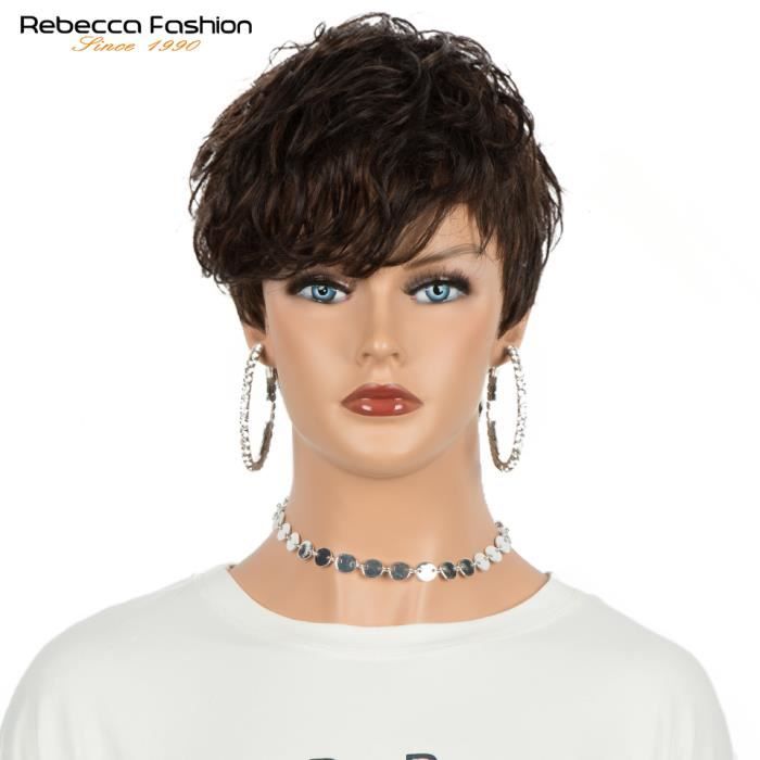 F2-33 - Perruques Courtes Ondulées, Cheveux Humains Brésiliens Remy ...