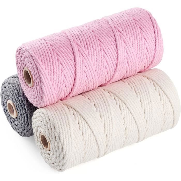 Corde Macramé 3mm x 100m, ilauke 3 Rouleaux de Cordon en Coton Macramé ...