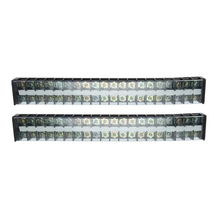 (20 Postes)2 Pcs Bornier Bornier à Double Rangée 60A 660V Bornier à Vis ...