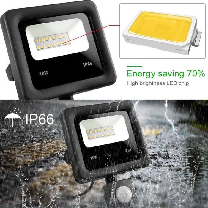 Projecteur à induction LED mince 10W pour couloir de cour 3000K blanc ...