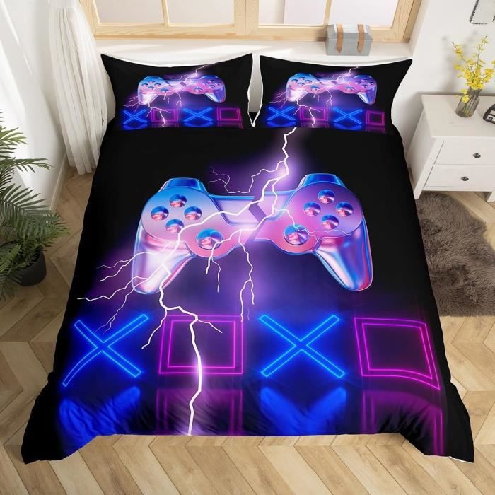 Gaming Housse de Couette Gamer Parure de Lit 140x200cm pour Kids Room ...