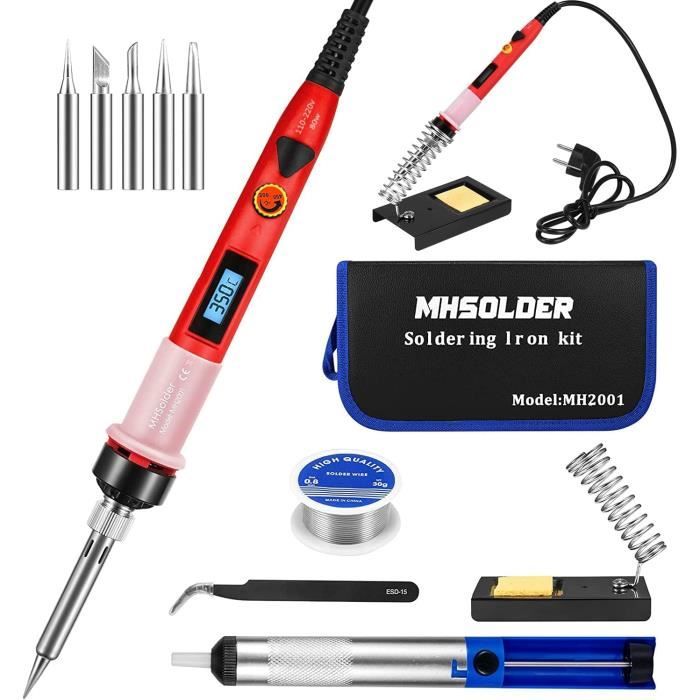 Fer a Souder Kit, MHSolder 80W Fer à Souder Etain avec Écran LCD, Température Réglable, ON-OFF ...