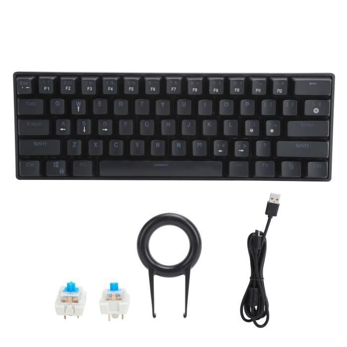 TMISHION Clavier de jeu LED Clavier Mécanique Filaire à 61 Touches ...