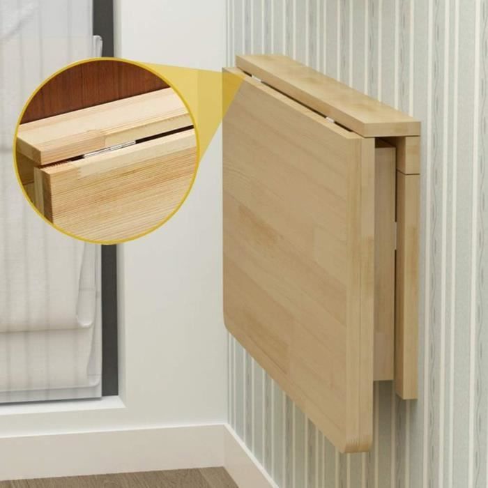 Table Murale Rabattable - TRAHOO - Bois Massif - Contemporain - Design ...
