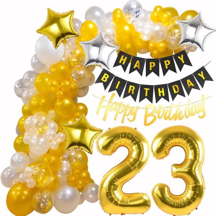 Arche Ballon 23 Ans Anniversaire Blanc Or Guirlande Ballons 23 Ans ...