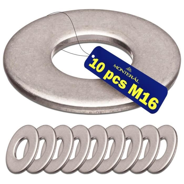 10 Pièces Rondelles Inox M16 Type Din 125 - Garantie De 10 Ans -[Q6434 ...