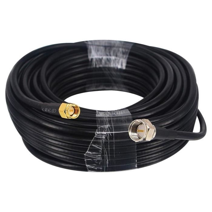 Câble coaxial RG58 F vers SMA - 15 m - Fiche F vers SMA - Faible perte ...