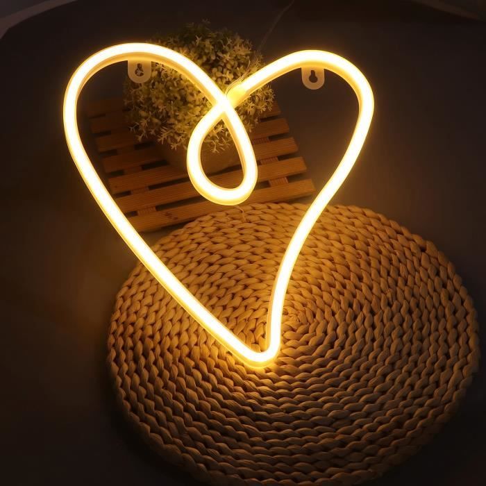 LOR - Coeur Neon Light Double Alimentation Rétro IP45 Étanche LED Néon ...