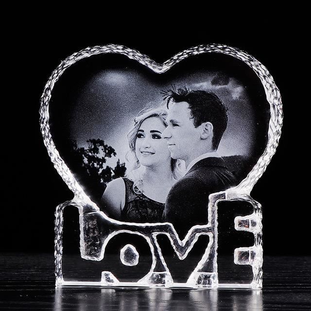 CADRE PHOTO,Just Love Heart--Cadre Photo Cristal K9 Personnalisé, Base ...