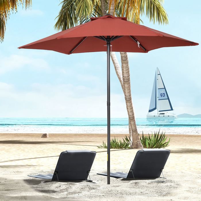Parasol Ø 196 cm, parasol pivotant avec fonction pliante, parasol de ...