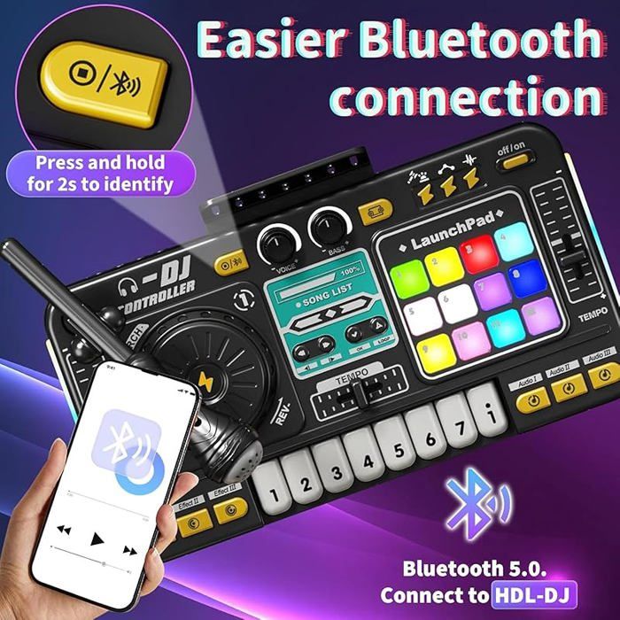 Table de mixage DJ for Enfants avec Microphone Bluetooth 8 Touches de ...