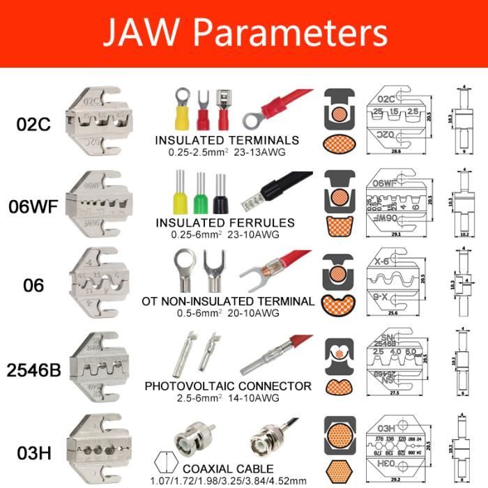 Bornes outils de sertissage Set SN-58B pince avec 5 mâchoires interchangeables sacs - Cdiscount ...