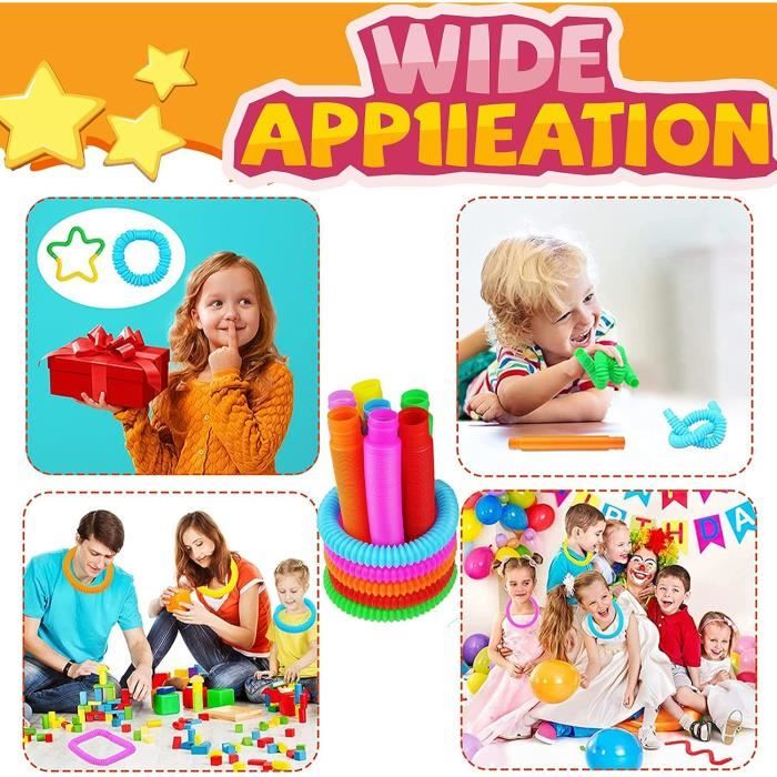 16pcs Tuyaux Tubes Mini Jouets Sensoriels Lumineux Tube Multicolore ...