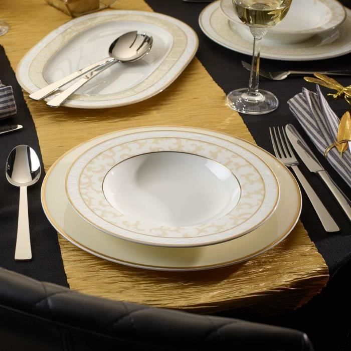 Assiette Ivoire,Assiette Ronde Aux Bords Dorés Et Ornements En ...