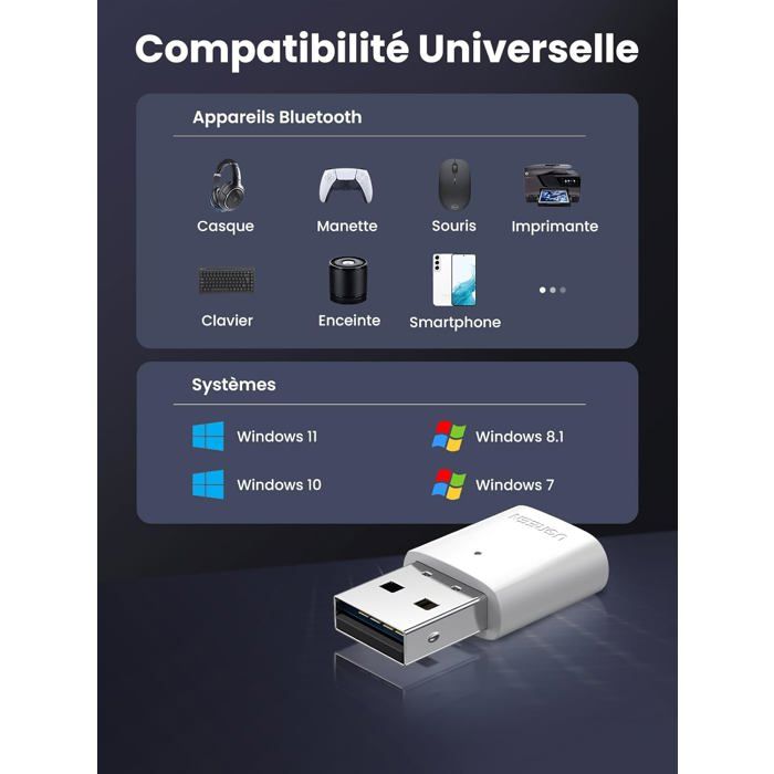 Dongle Bluetooth 5.0 Clé Bluetooth pour PC pour Manette de Jeu Casque ...