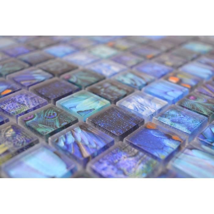 Mosaïque de verre - Bird - MOS68-WL74 - Bleu turquoise - Brillant ...