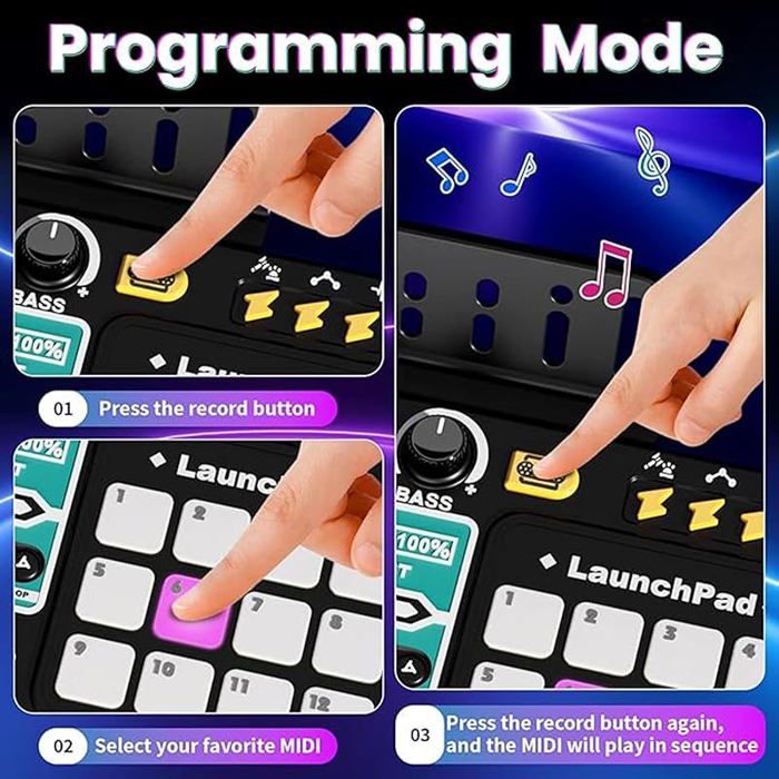 Table de mixage DJ for Enfants avec Microphone Bluetooth 8 Touches de ...