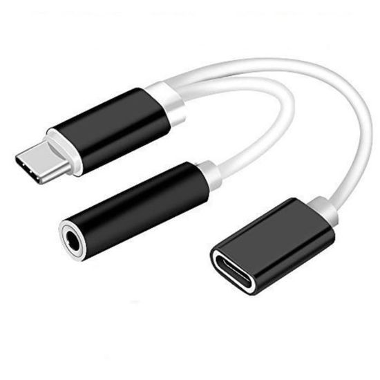 2In1 Usb Type-C Vers 3,5 Mm Jack Aux Audio Splitter Convertisseur ...
