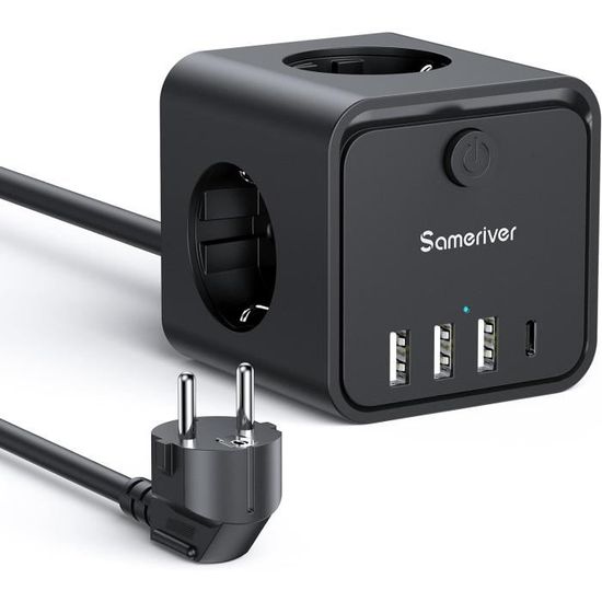 Multiprise USB Cube,Cube Rallonge Multiprise 2M avec 3 Prises AC,3 USB ...