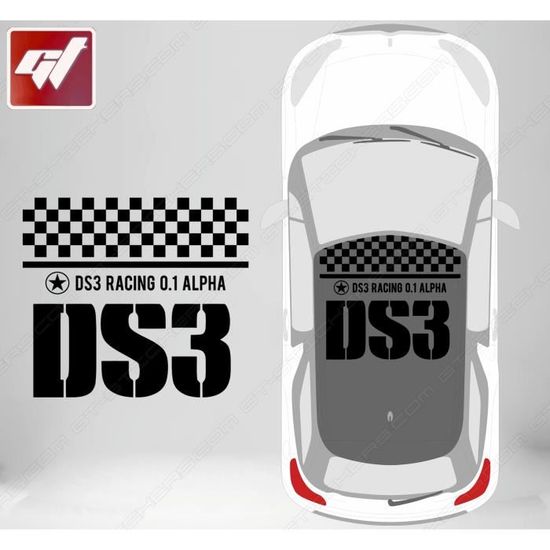 Sticker de TOIT CITROEN DS3 R RACING - - NOIR - Autocollant interieur ...