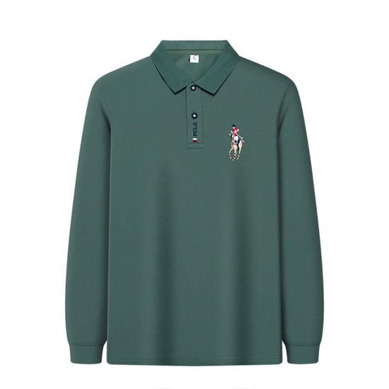 Polo à manches longues - MARQUE - Modèle - Vert - Regular - Col polo ...