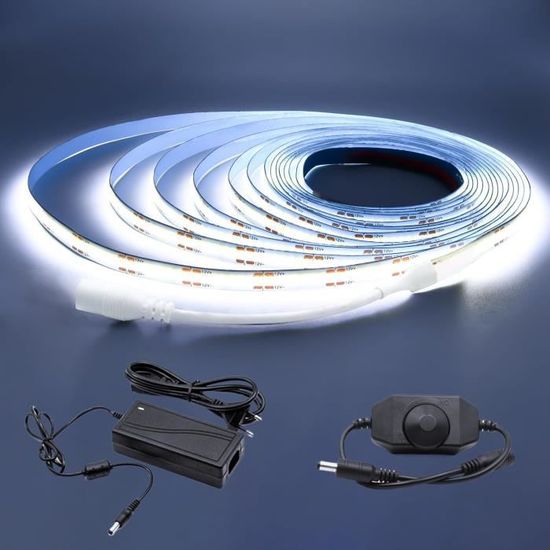 5m Cob Bande Led 12v Blanc Froid 6000k Bande Lumière Led Cob Ruban Led