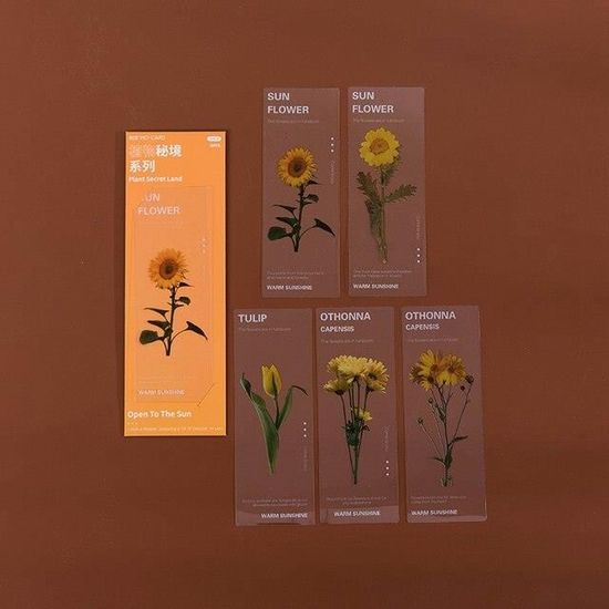 CAHIER,Open to the sun--Marque Page plante secrète, 5 pièces, pour ...